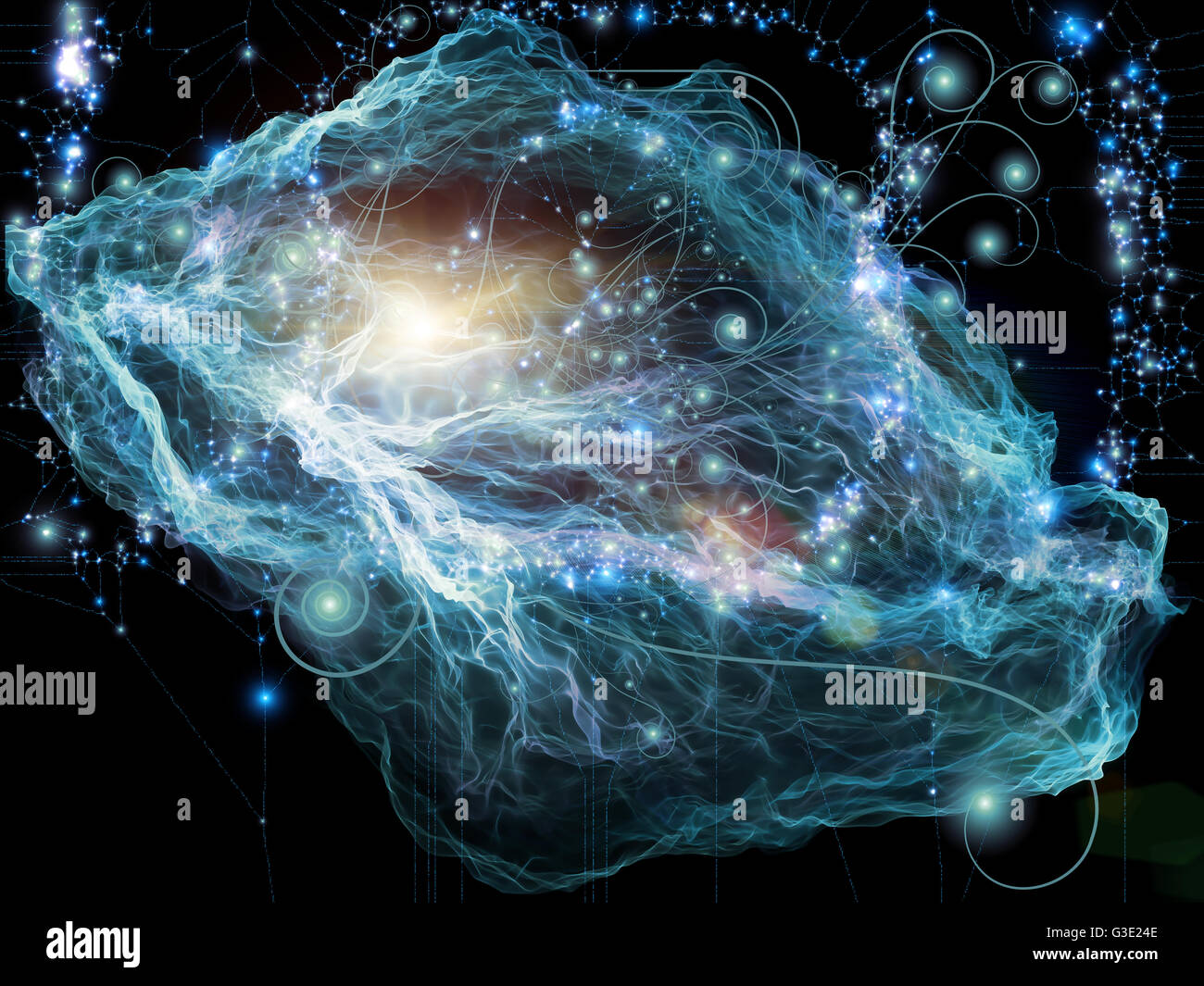 Swirls in Space series. Interplay of glowing swirls and fractal ...