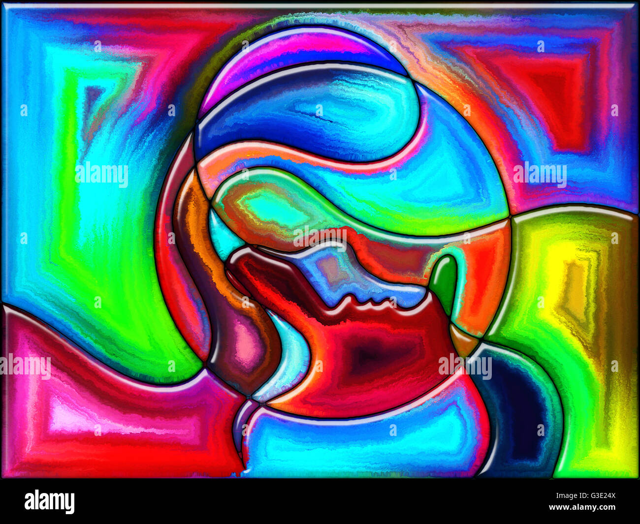 Self and Being series. Background design of human figure, curves and ...