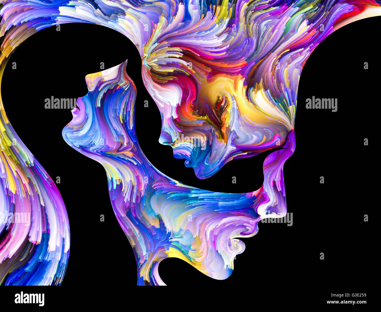Colors In Us series. Composition of Human profiles and swirls of ...