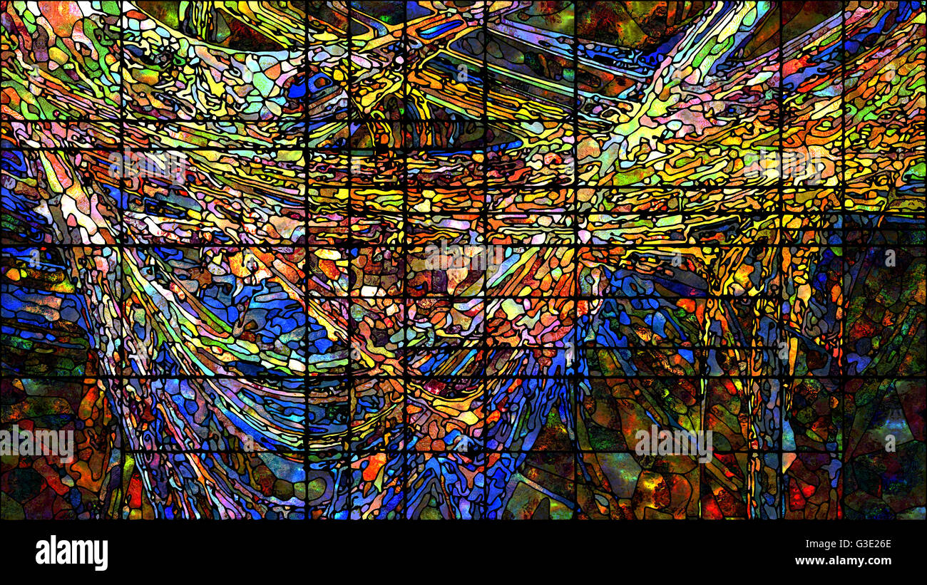 Stained Glass series. Composition of colorful stained glass patterns on ...