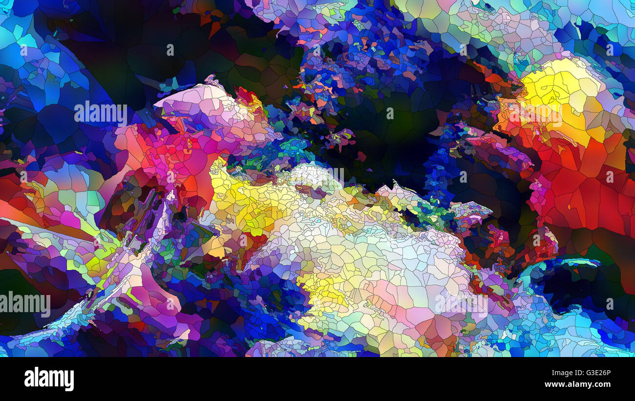 Stained Glass series. Arrangement of colorful stained glass patterns on ...