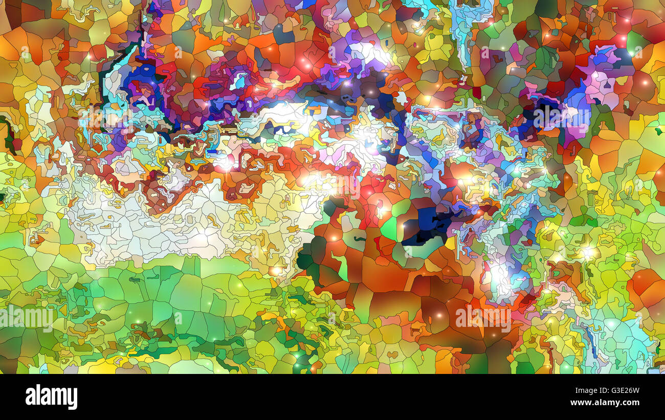 Stained Glass series. Arrangement of colorful stained glass patterns on ...