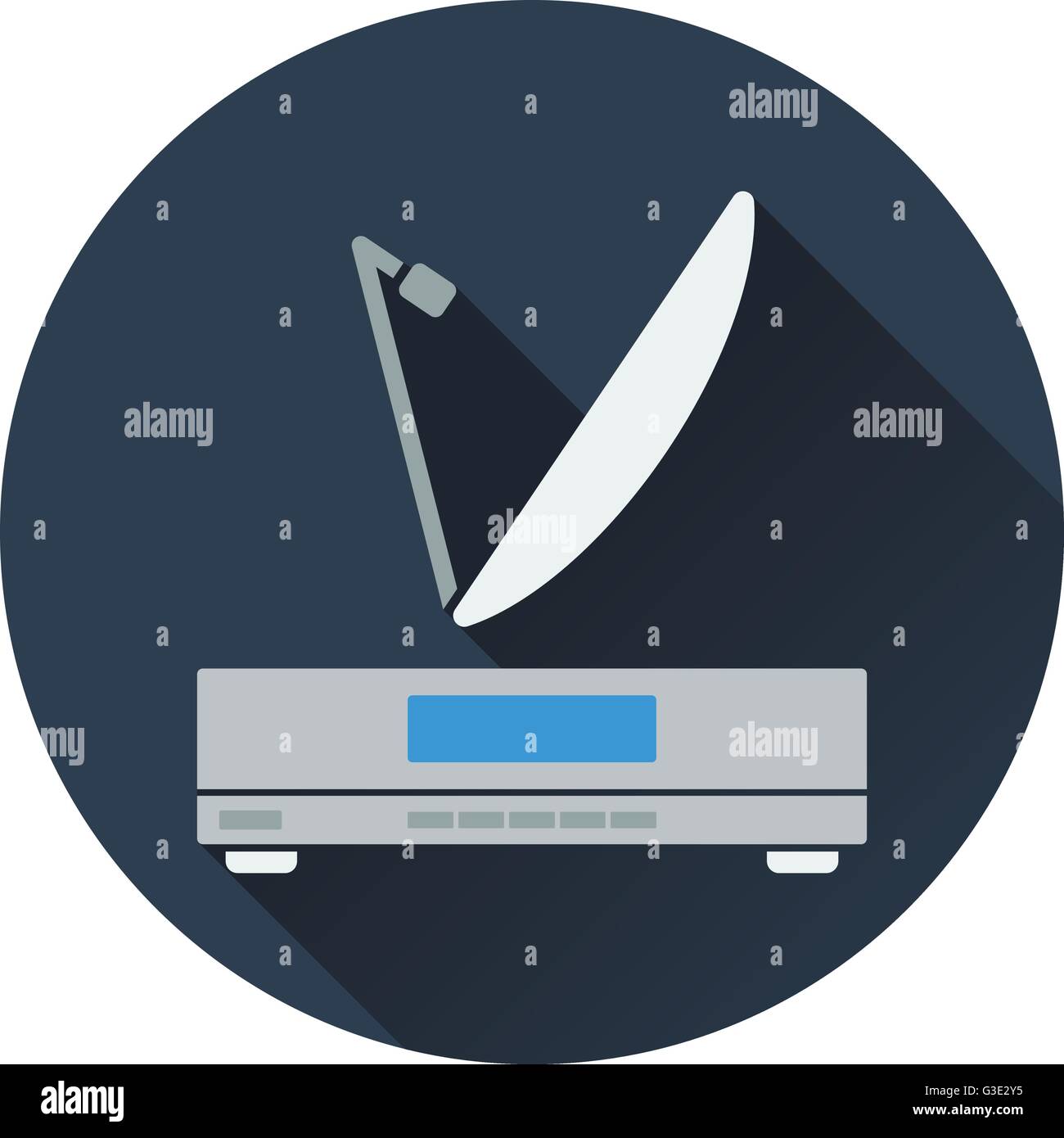 Satellite receiver with antenna icon. Flat design. Vector illustration ...