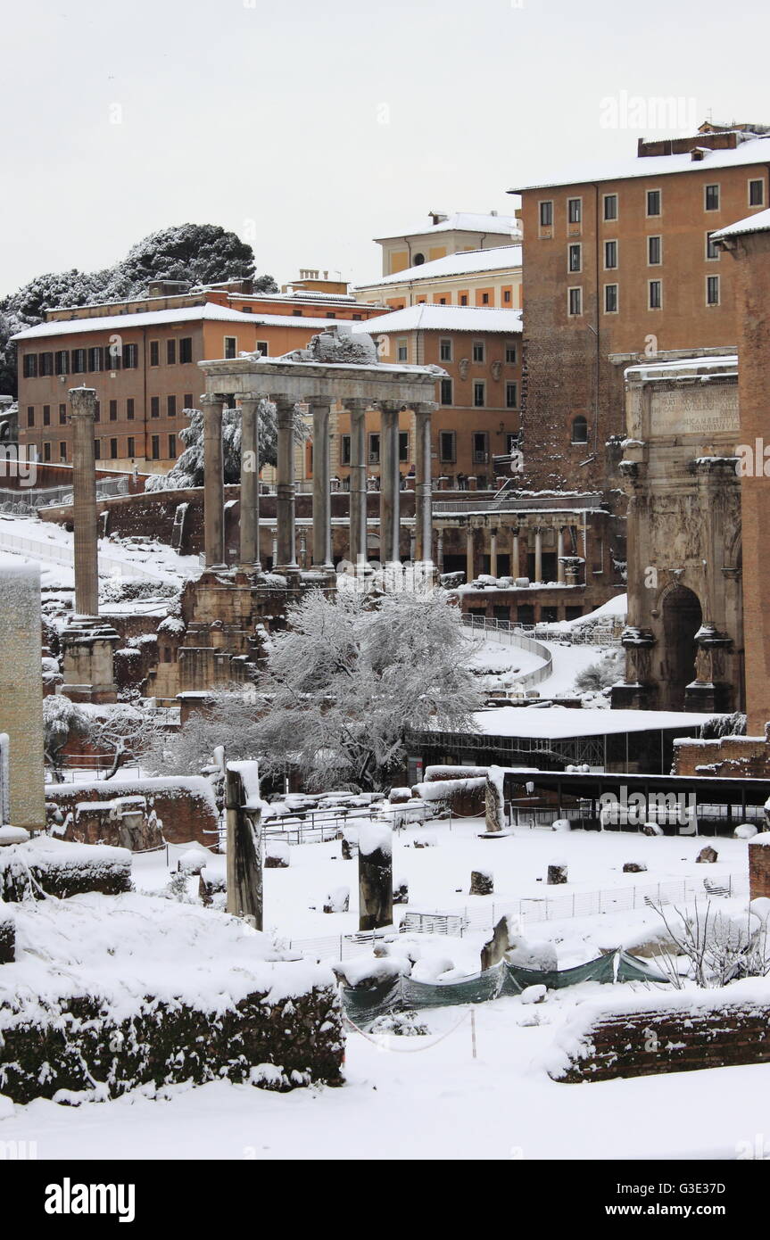 The Roman Forum under snow in Rome, Italy Stock Photo - Alamy