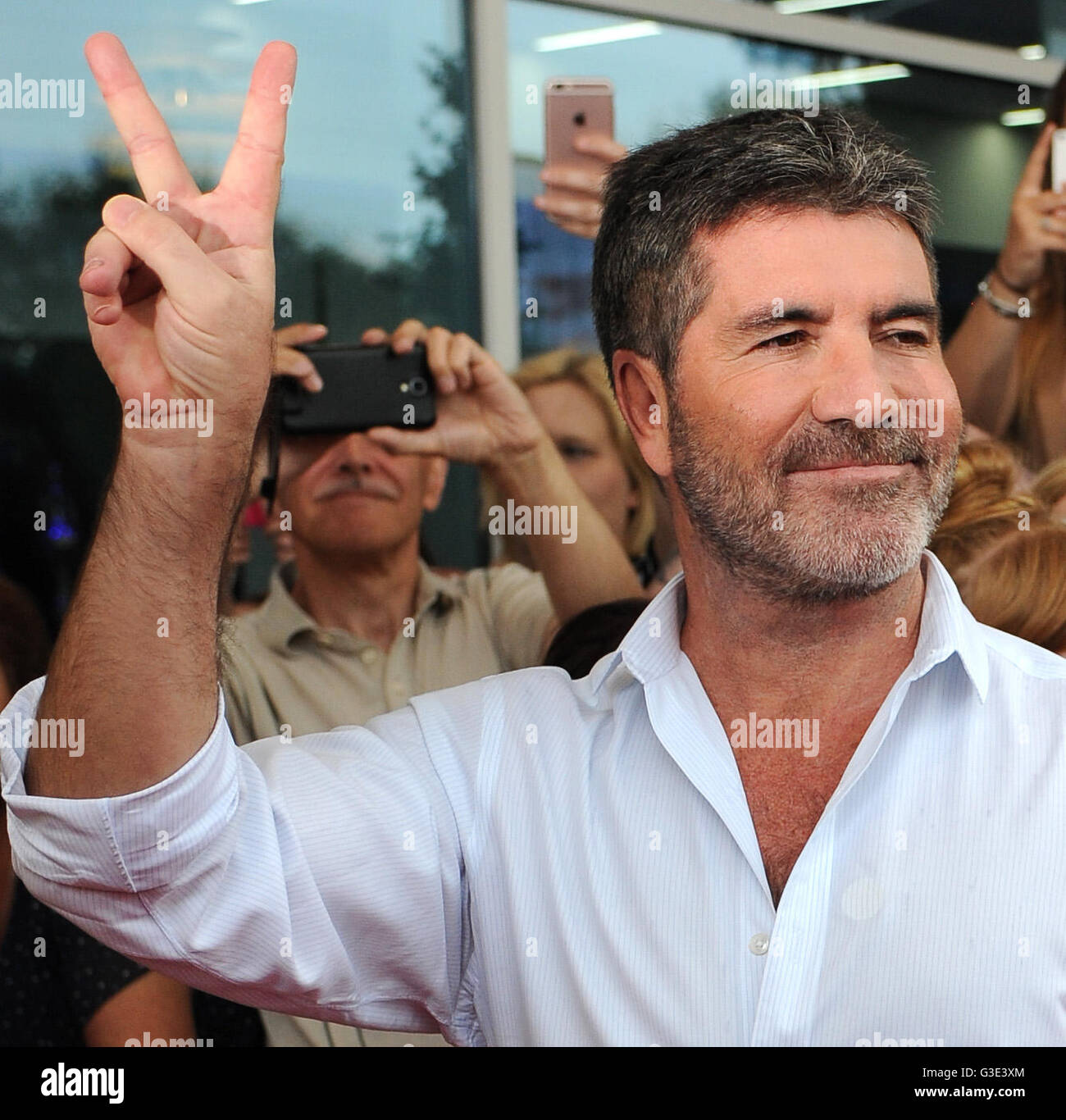 X Factor judge Simon Cowell arrives at the King Power Stadium in ...