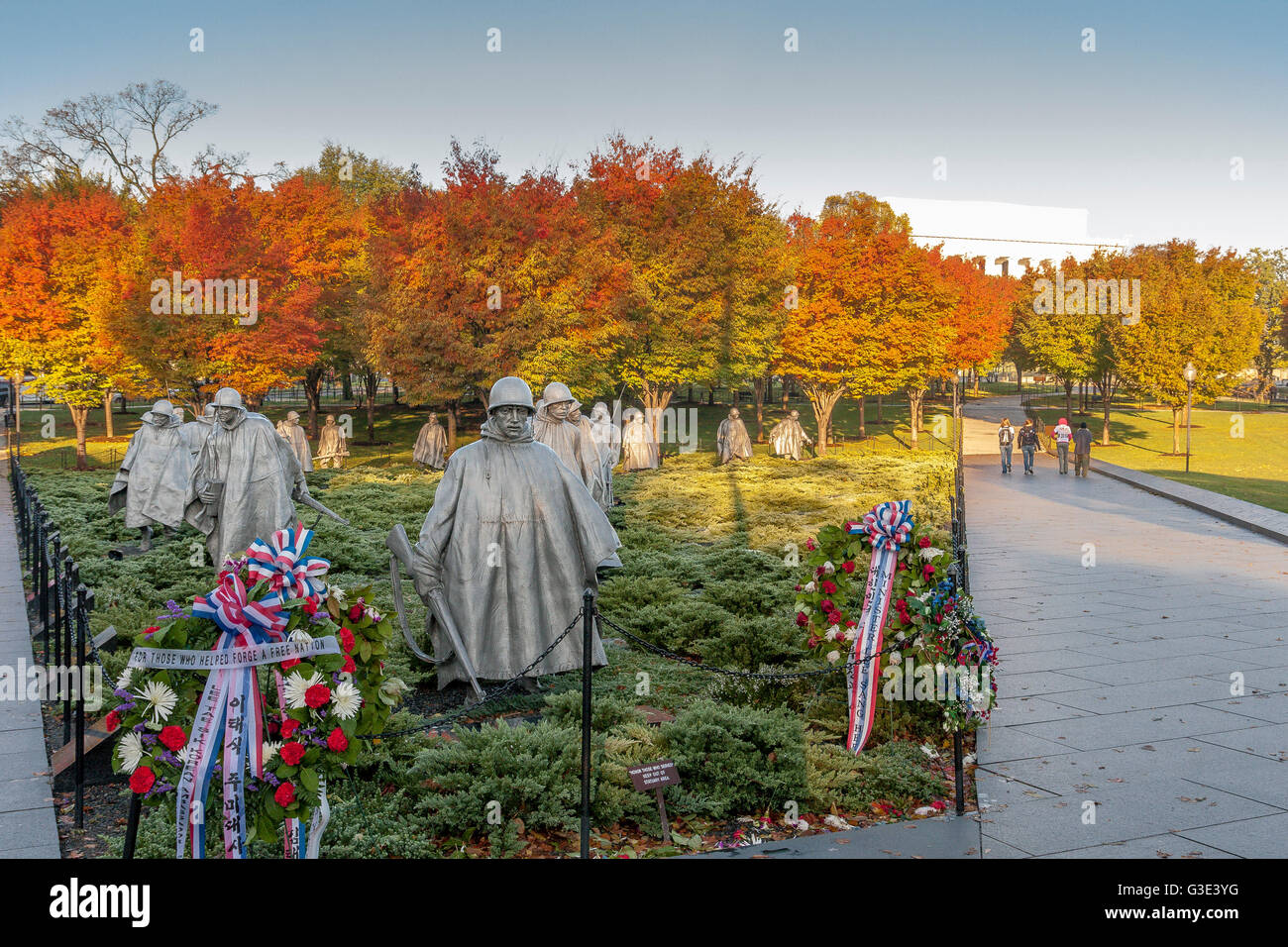 Ghostly steel statues of soldiers at the Korean War Veterans Memorial ...