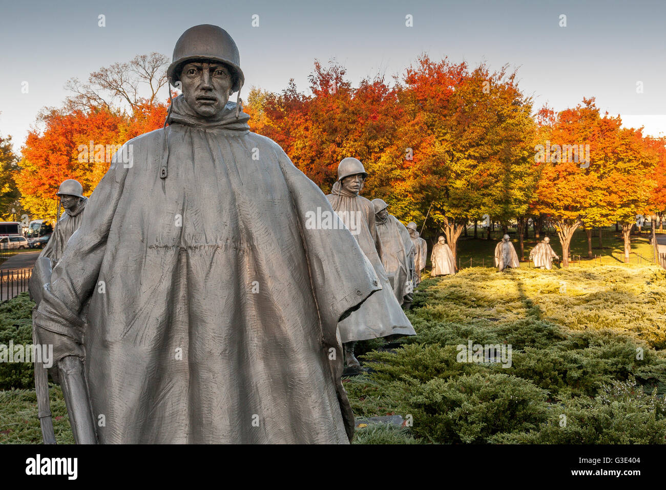 Ghostly steel statues of soldiers at the Korean War Veterans Memorial ...