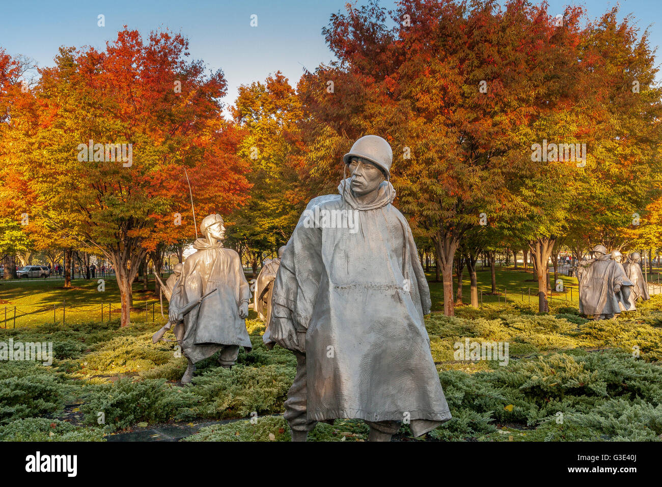 Ghostly steel statues of soldiers at the Korean War Veterans Memorial ...