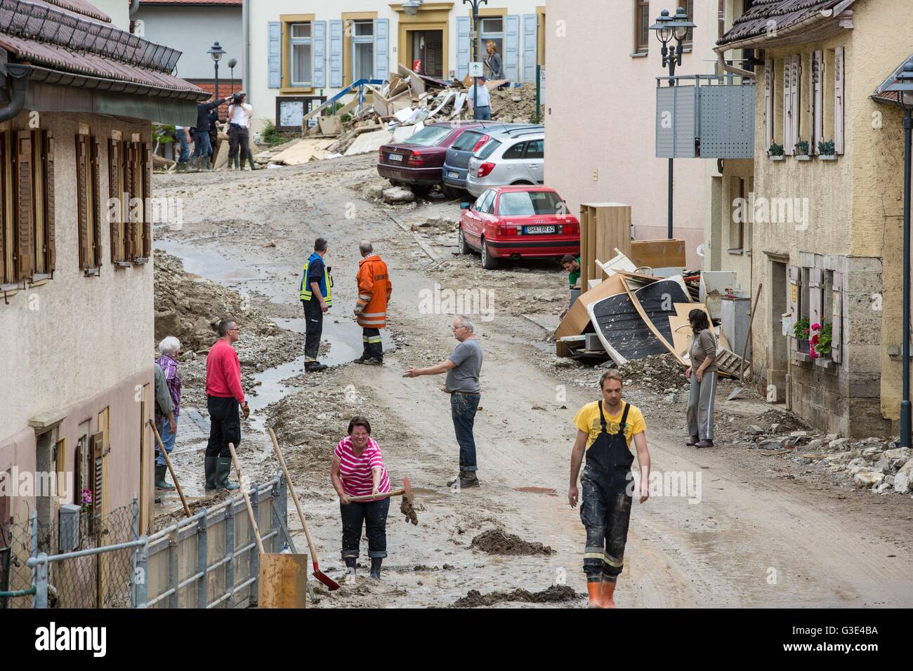Flooding catastrophy, heavy devastation, Braunsbach, Germany, May 31 ...