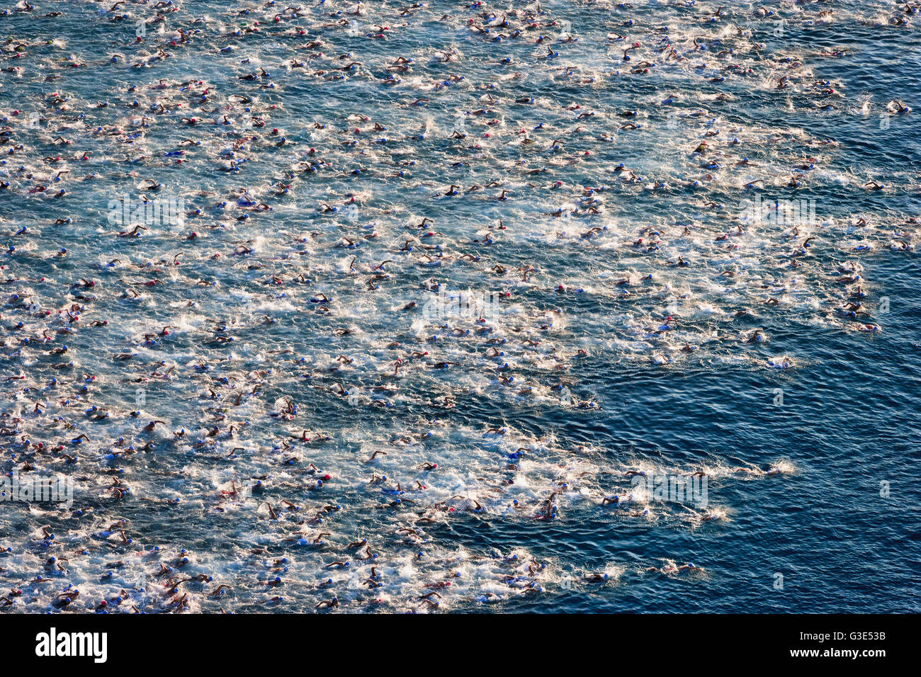 Swim start of Ironman Triathlon World Championship; Kailua-Kona, Island ...
