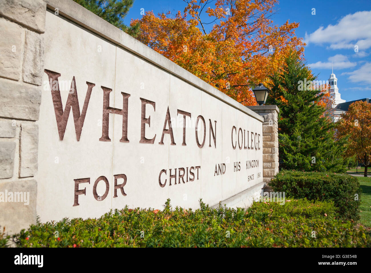Sign for Wheaton College; Wheaton, Illinois, United States of America ...
