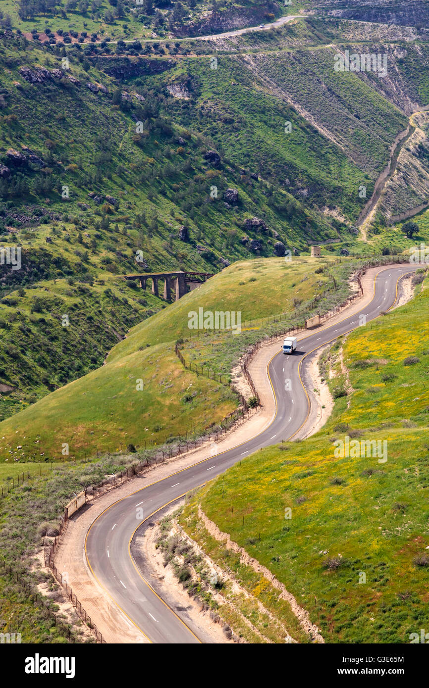 A Winding Road That Makes It's Way Up And And Around The Golan Heights ...