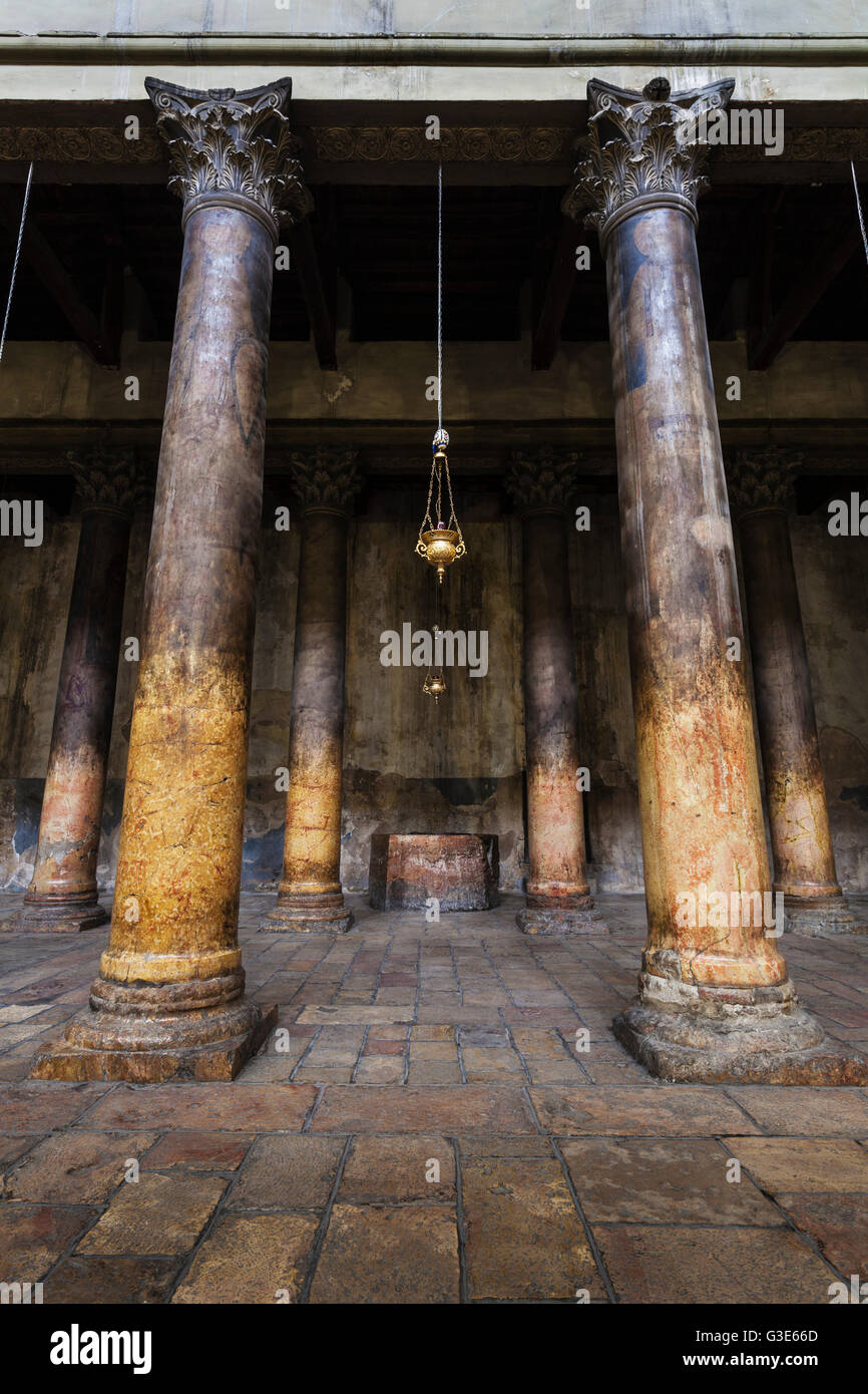 Columns in the Church of the Nativity; Bethlehem, Israel Stock Photo ...