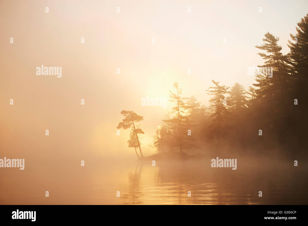 Sunrise on the Severn River at the mouth of Wood Bay; Ontario, Canada ...