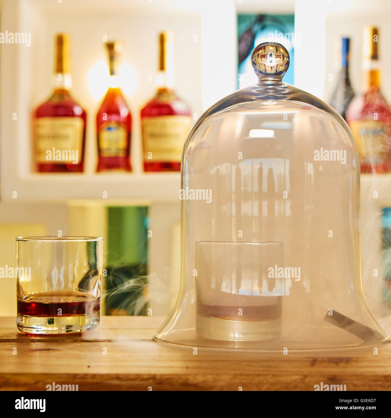 Guatemalan rum under a glass dome Stock Photo - Alamy