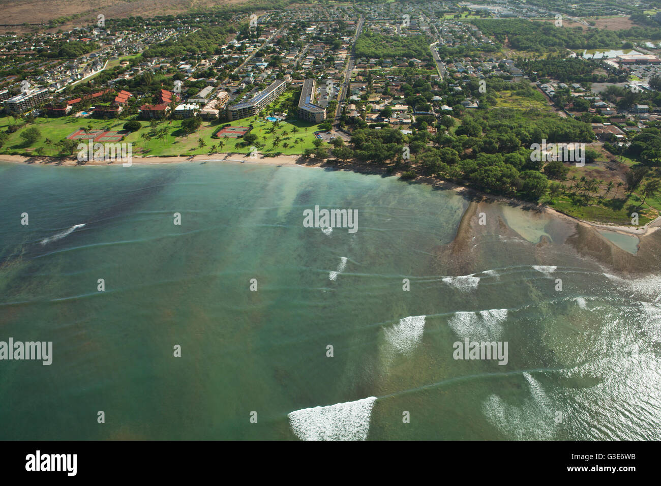Aerial view of Waipuilani Park; Kihei, Maui, Hawaii, United States of ...