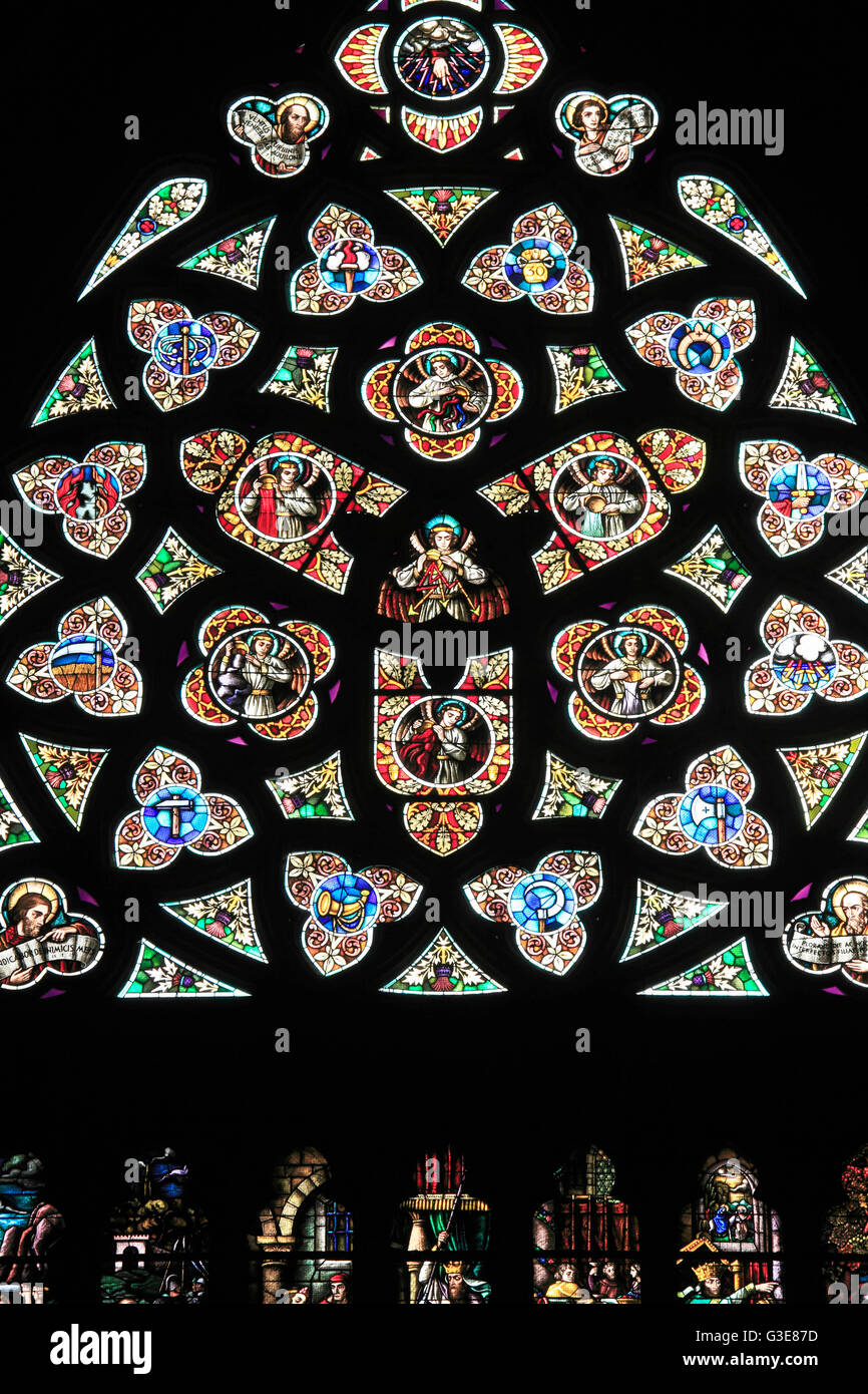 Austria, Upper Austria, Linz, New Cathedral, interior, stained glass window Stock Photo - Alamy