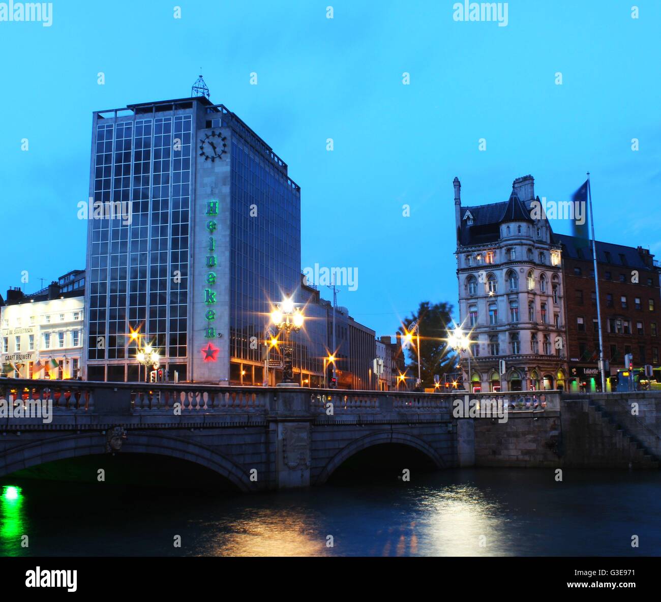 Heineken Building and O'Connell Bridge, Dublin, Ireland Stock Photo - Alamy
