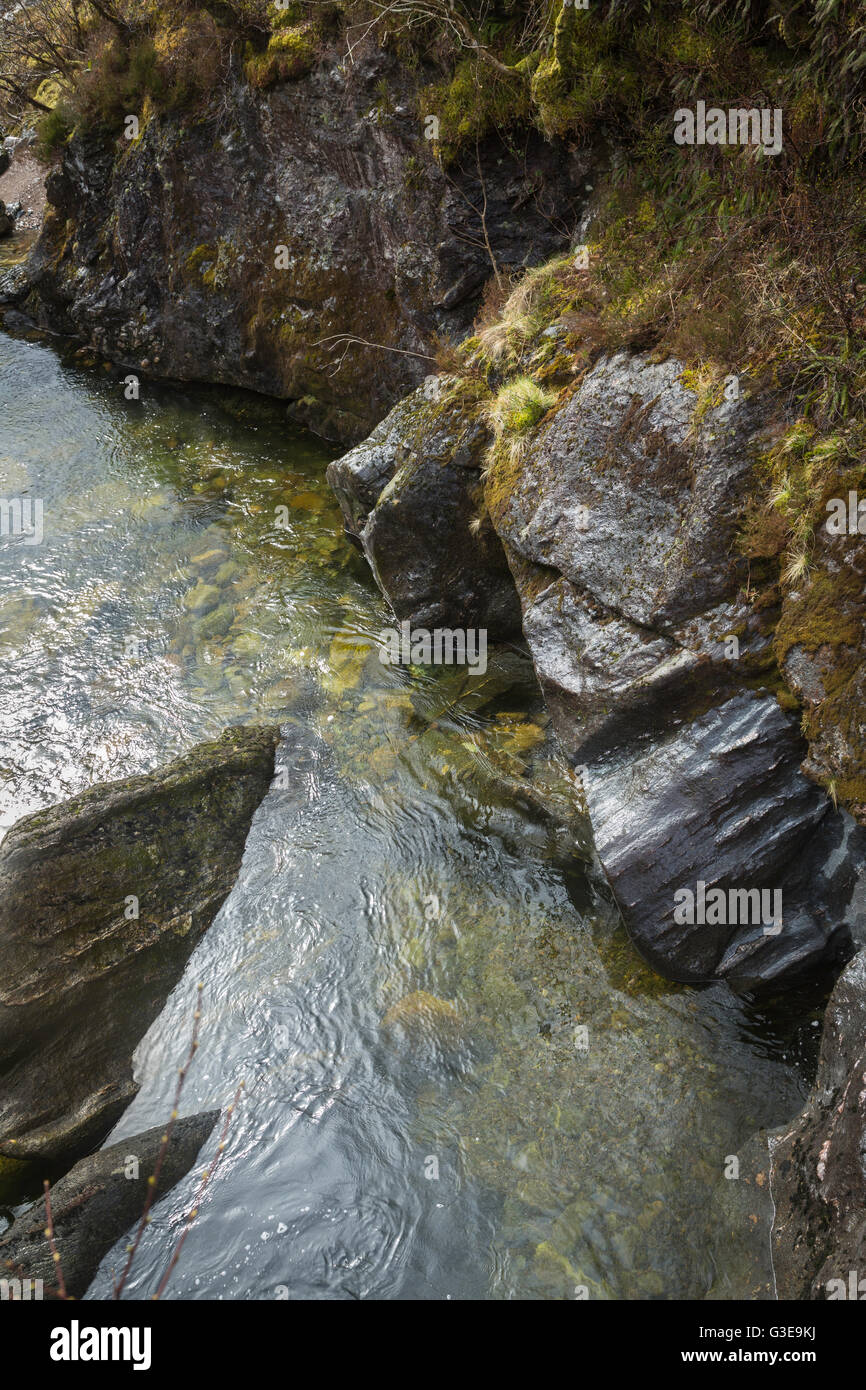 Rock shards and erosion in a Scottish burn, Western Highlands, Scotland ...