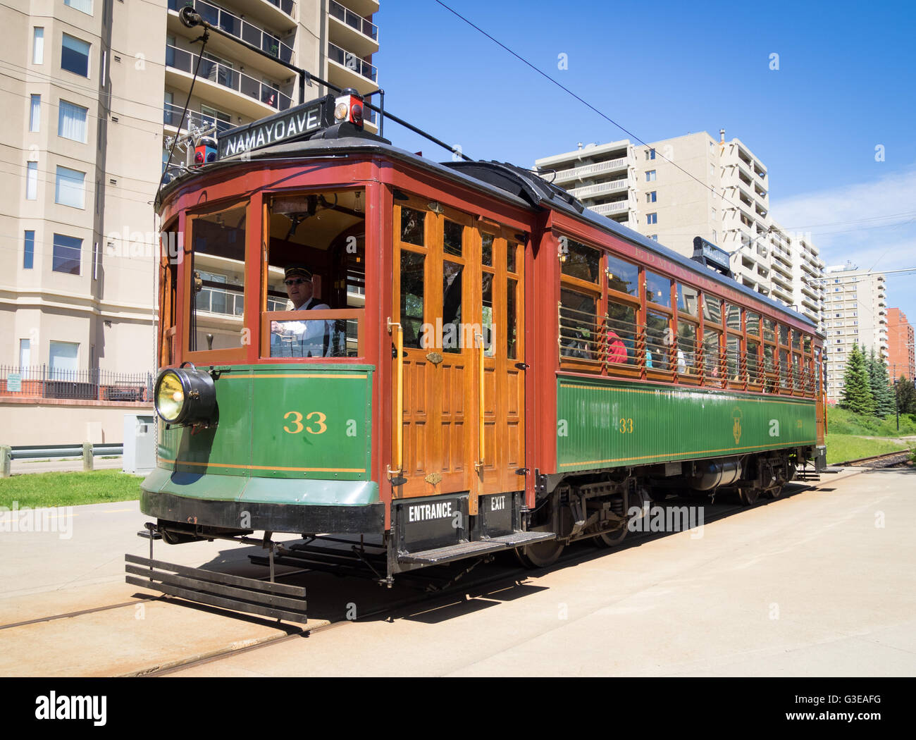A view of the historic High Level Bridge Streetcar in Edmonton, Alberta ...