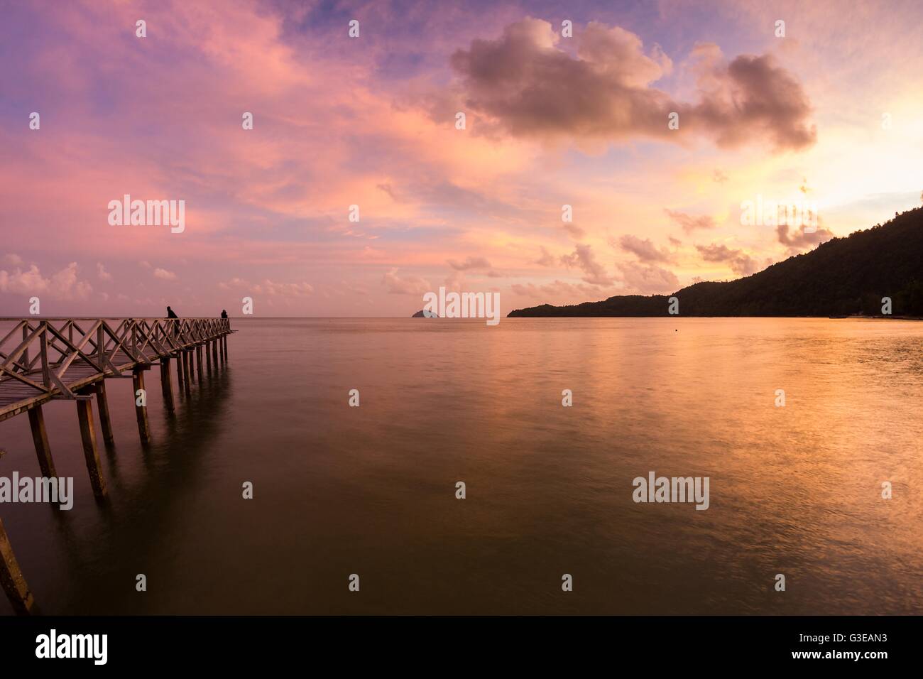 Wooden bridge Sunrise and Sunset, George Town, Penang Malaysia Stock ...