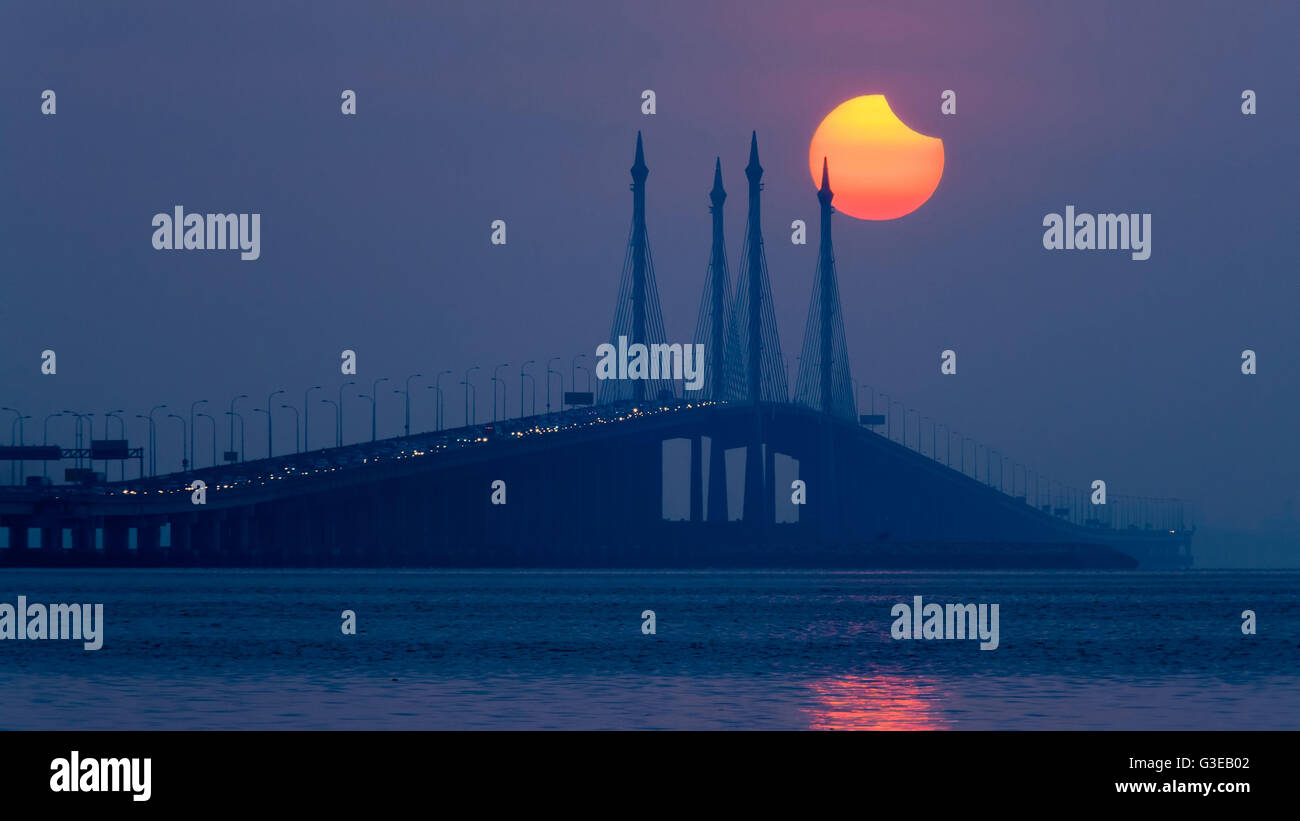 Partial Solar Eclipse in Penang Bridge, George Town, Penang, Malaysia ...