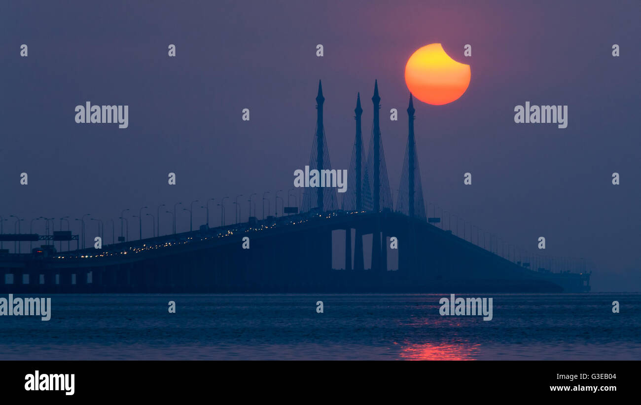Partial Solar Eclipse in Penang Bridge, George Town, Penang, Malaysia ...