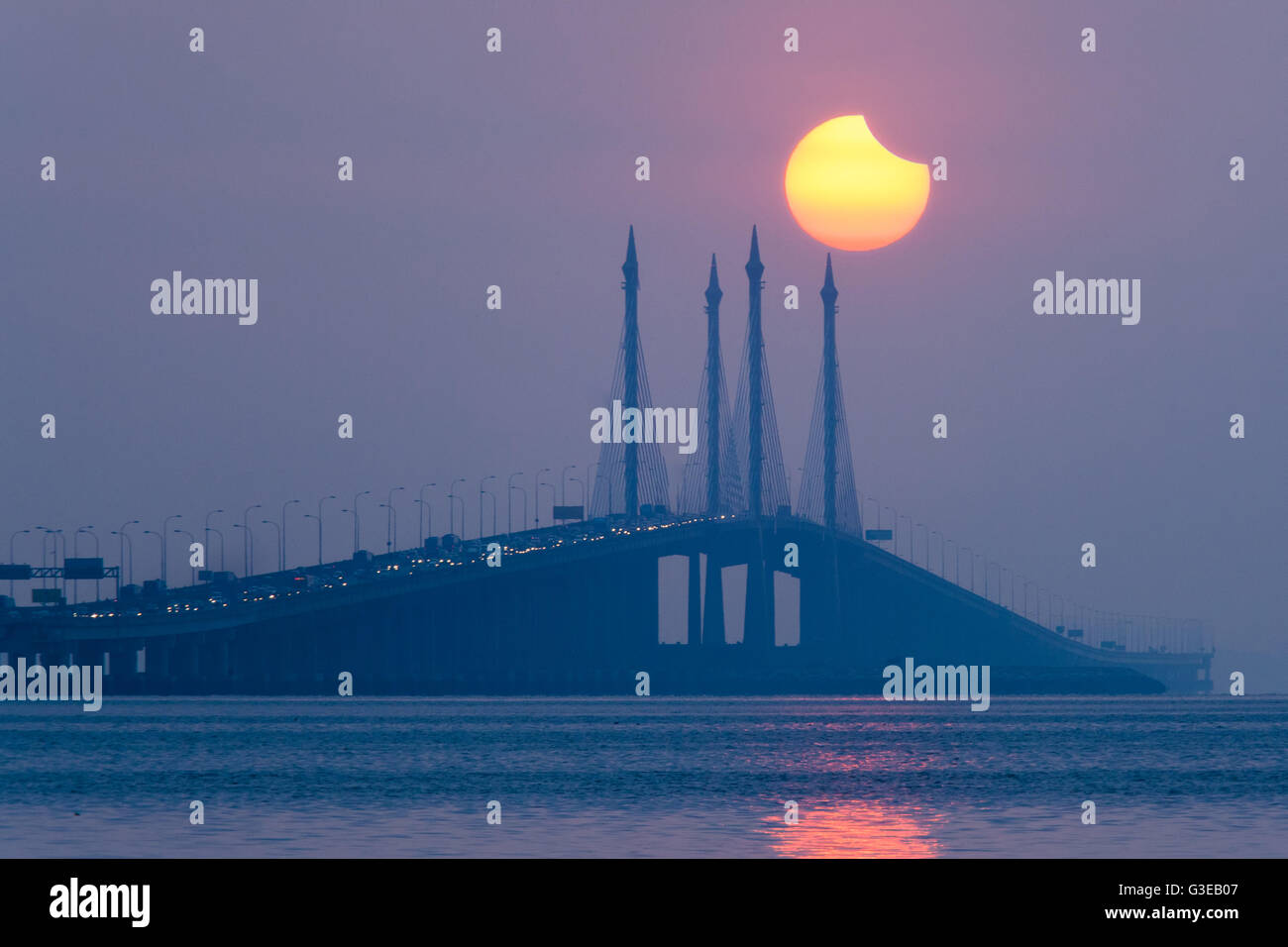 Partial Solar Eclipse in Penang Bridge, George Town, Penang, Malaysia ...