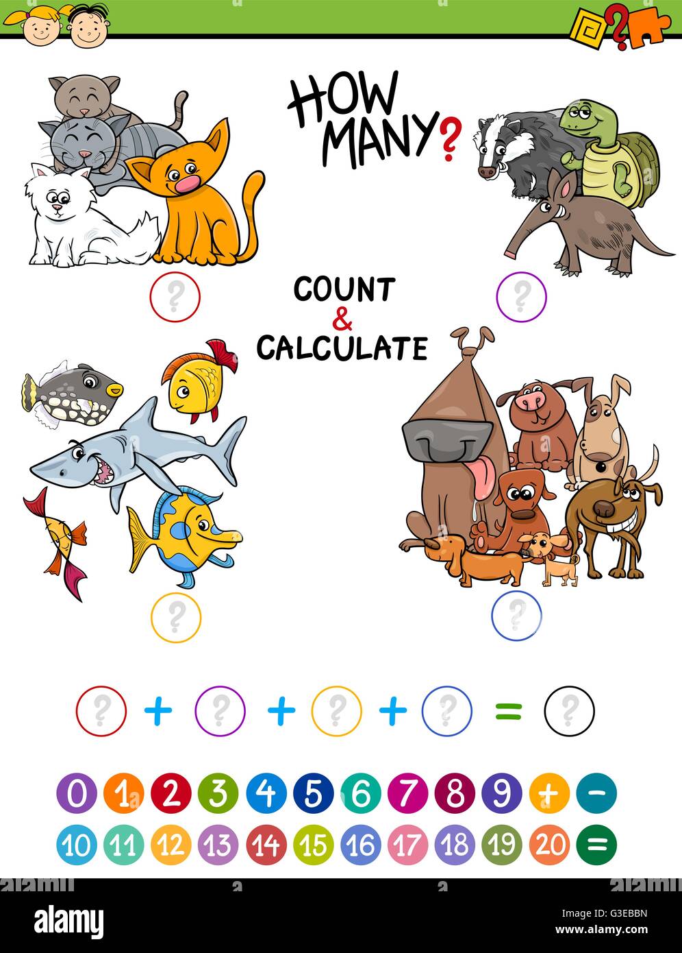 Cartoon Illustration of Educational Mathematical Count and Calculate ...