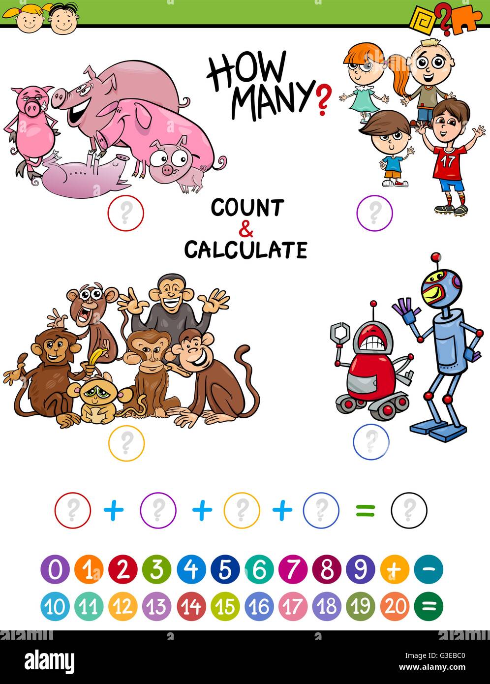 Cartoon Illustration of Educational Mathematical Count and Calculate ...