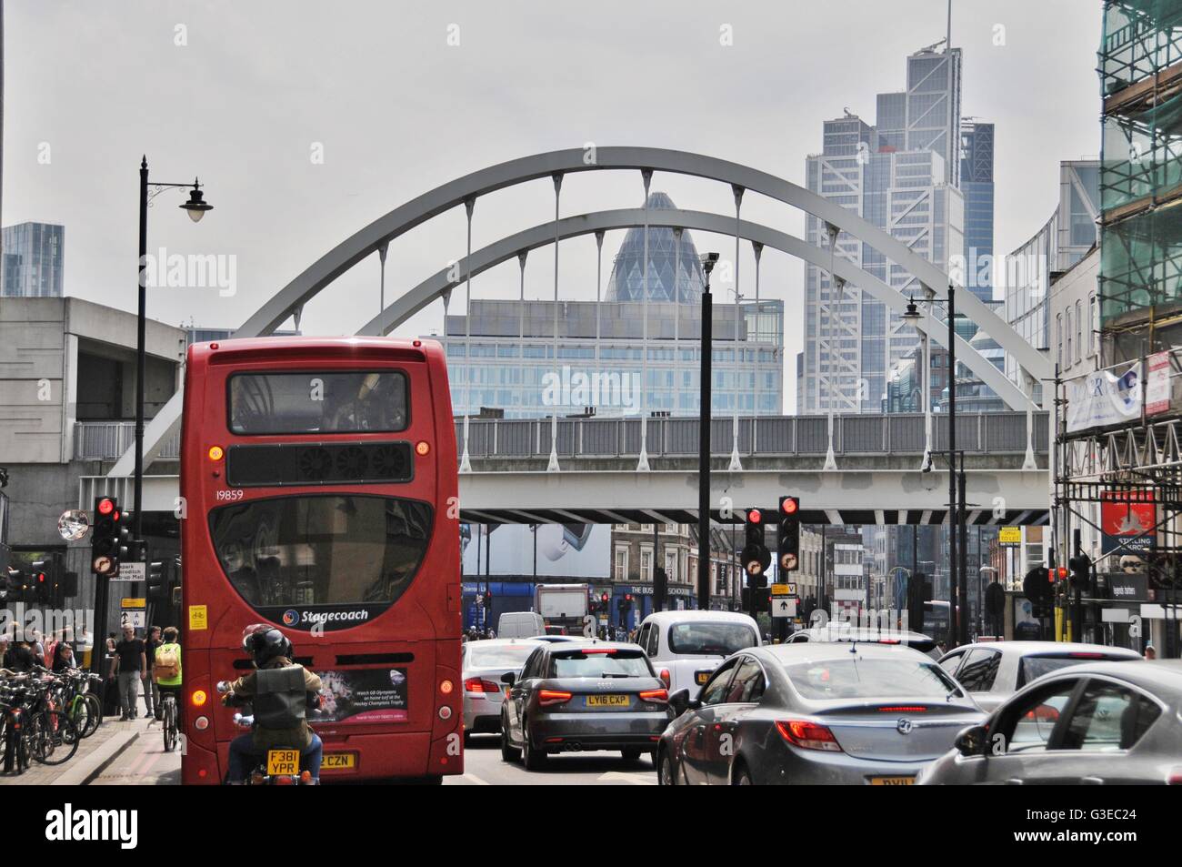 Traffic jam, in London's East End Stock Photo - Alamy