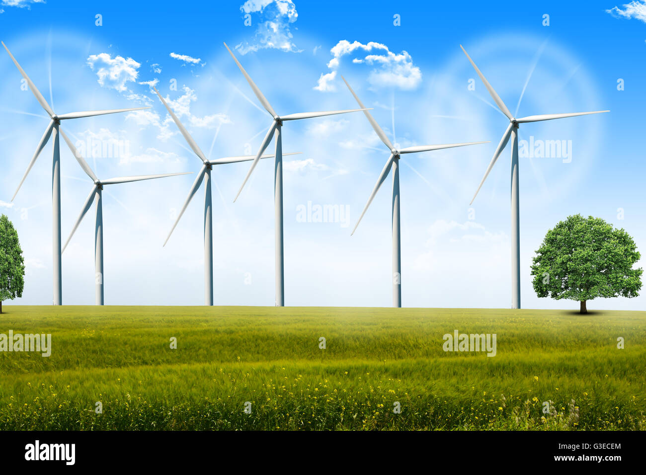 Wind energy turbine landscape Stock Photo - Alamy