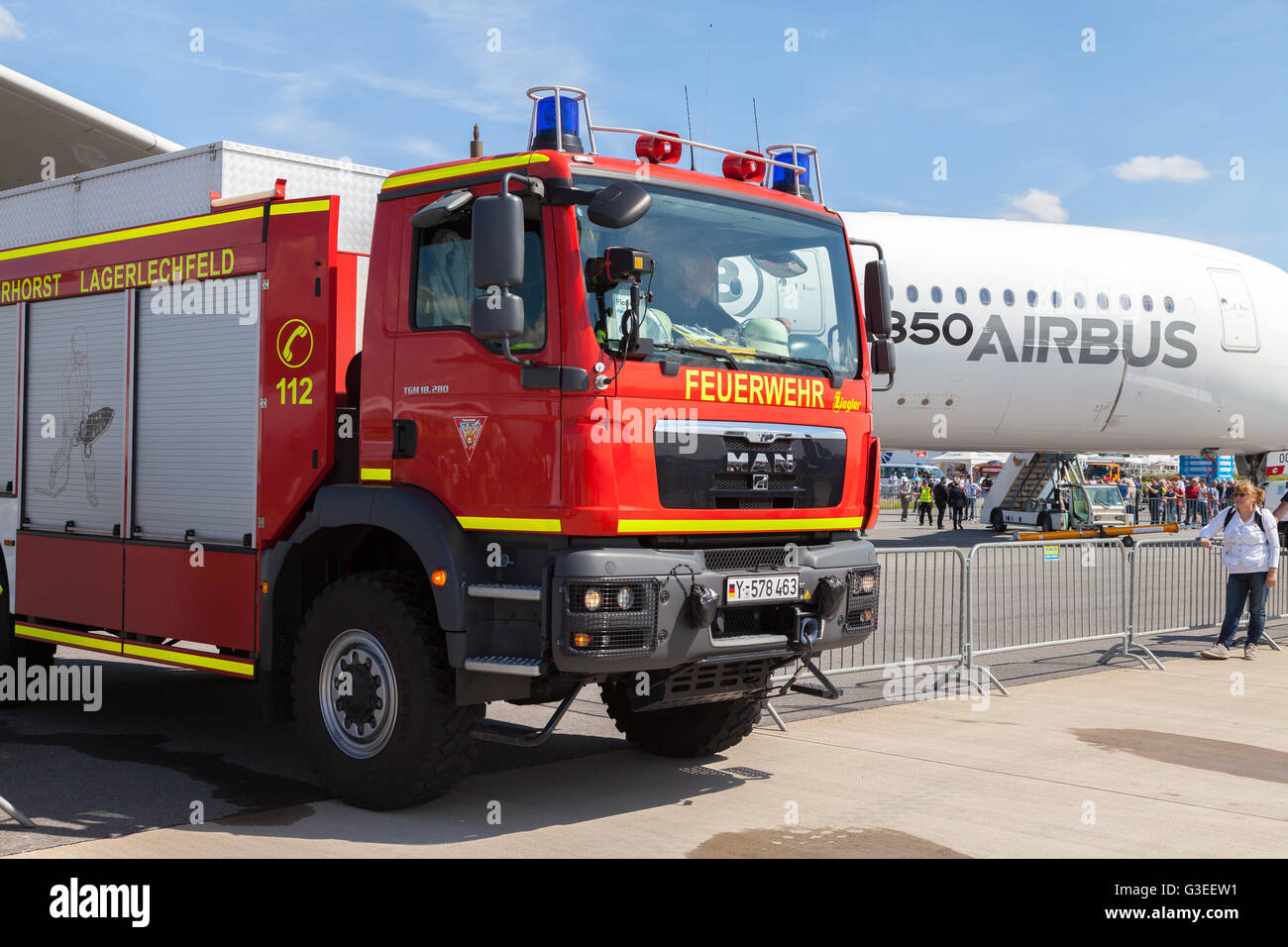 BERLIN / GERMANY - JUNE 4, 2016: german fire service truck stands on ...