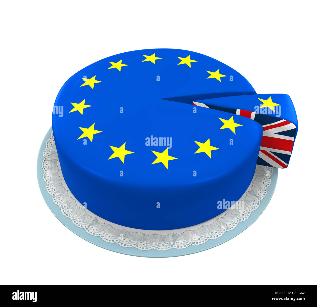 Great Britain Flag as Piece of European Union Cake Stock Photo - Alamy