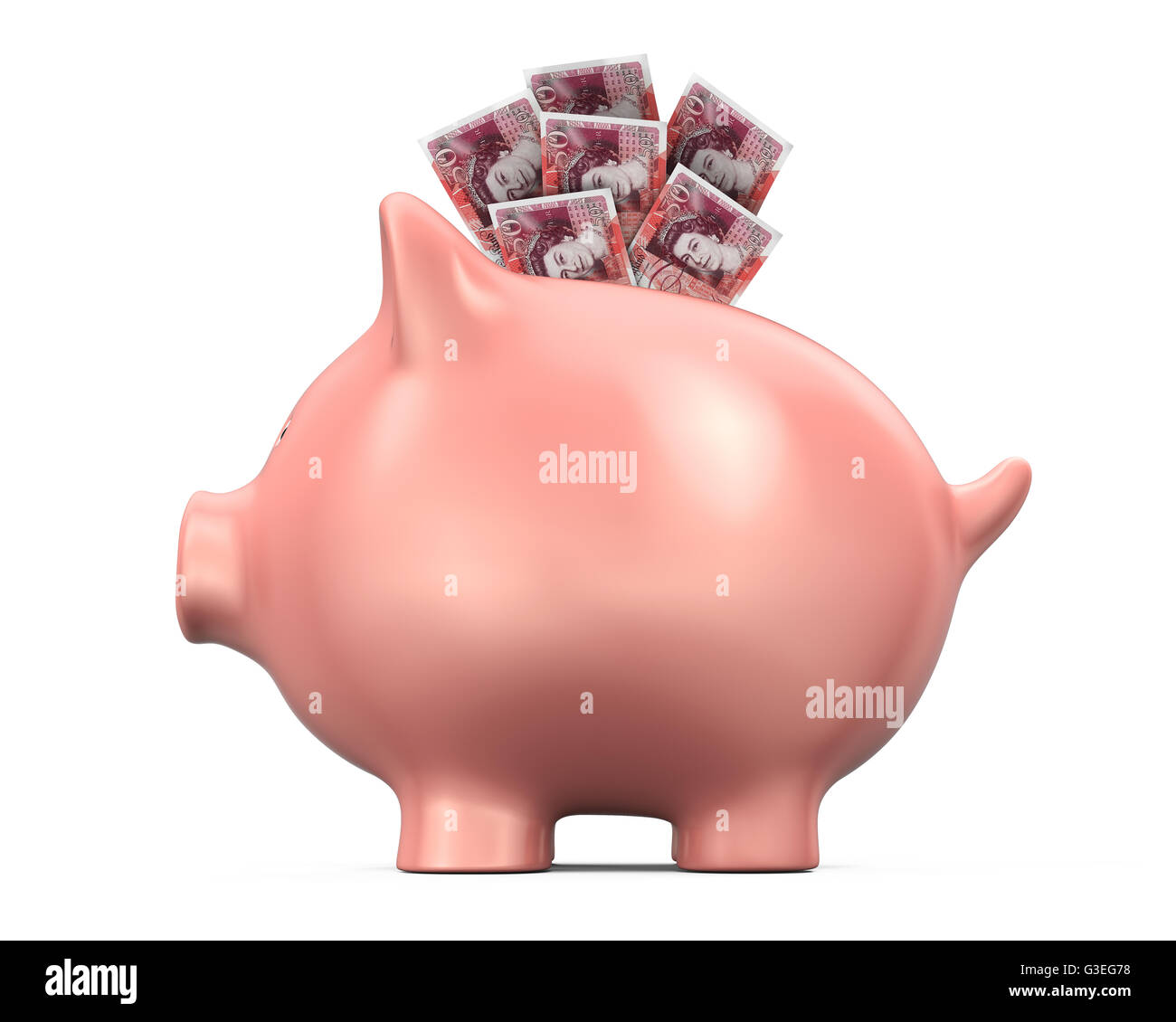 Piggy savings sterling pound Cut Out Stock Images & Pictures - Alamy