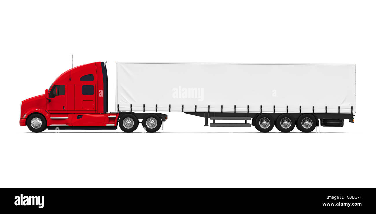 Red Trailer Truck Stock Photo - Alamy