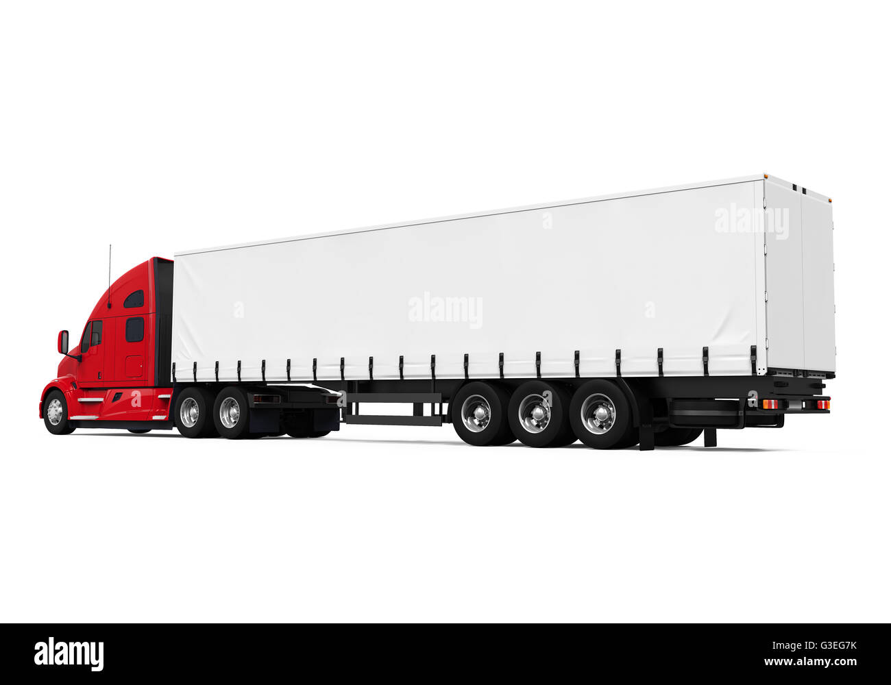 Red Trailer Truck Stock Photo - Alamy