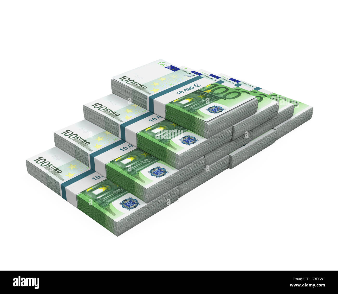 Stacks of 100 Euro Banknotes Stock Photo - Alamy