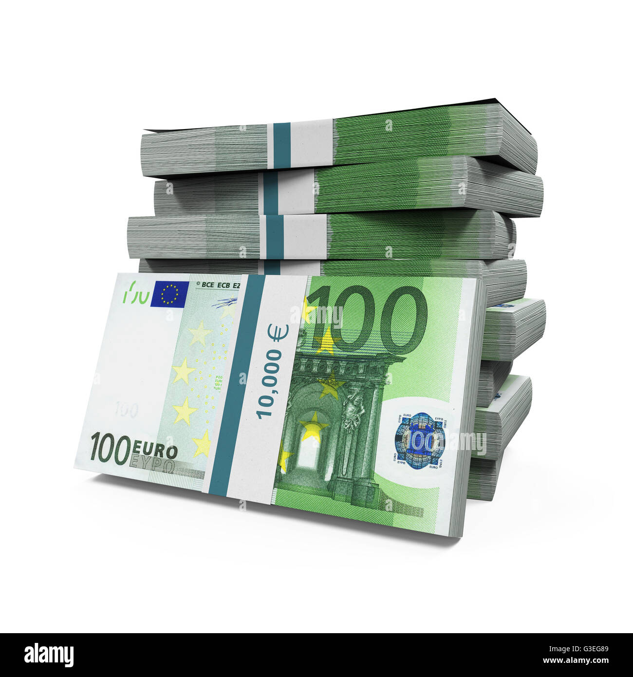 Stacks of 100 Euro Banknotes Stock Photo - Alamy