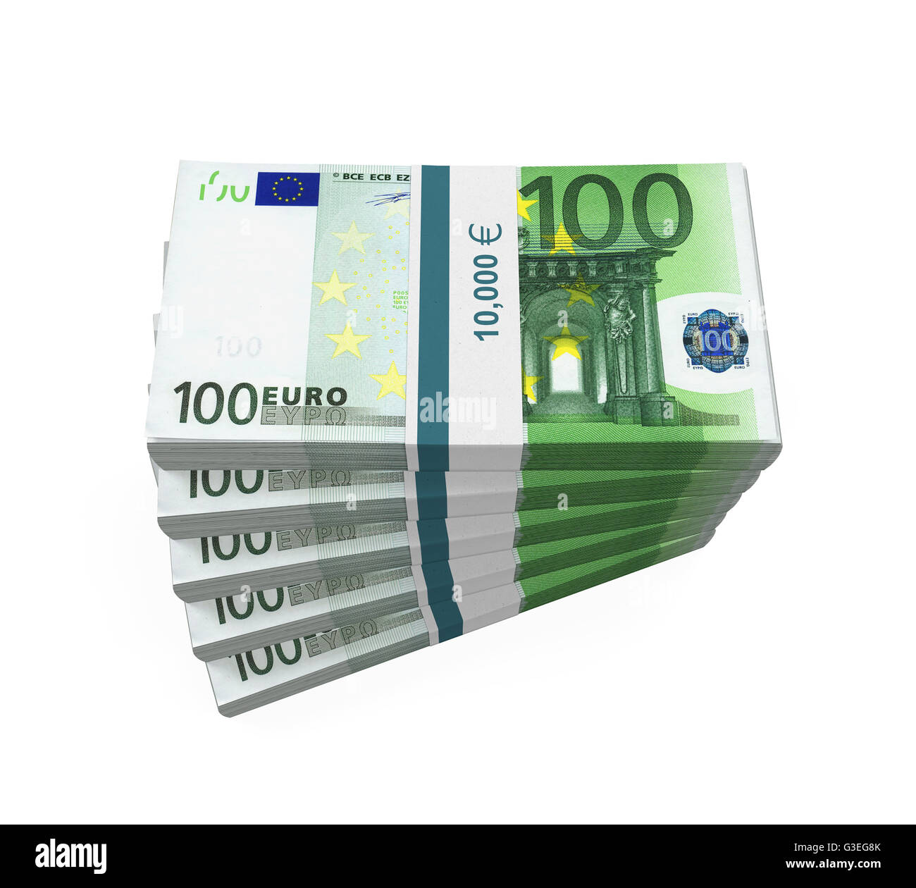 Stacks of 100 Euro Banknotes Stock Photo - Alamy
