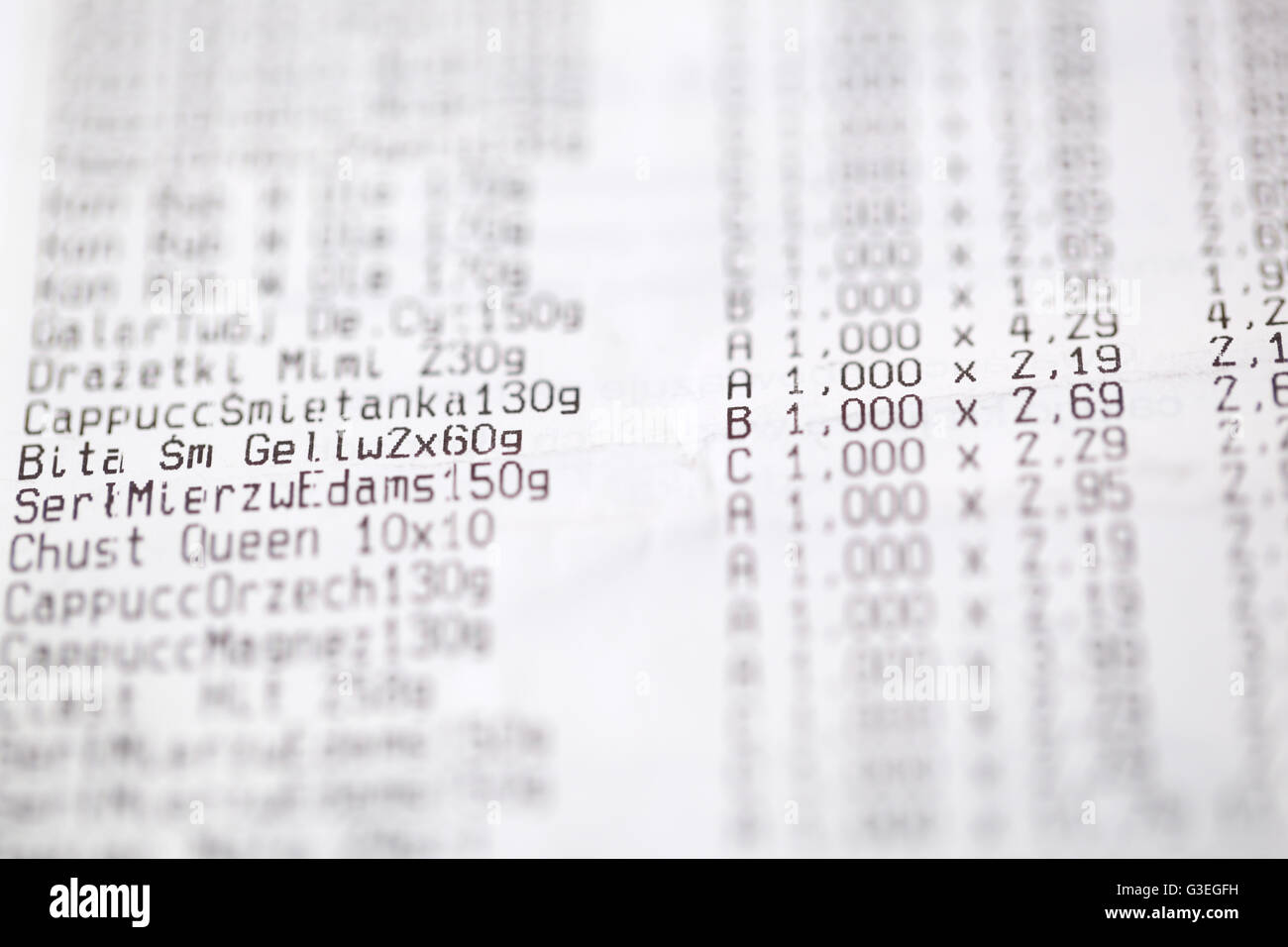 Polish sales receipt isolated on white background Stock Photo - Alamy