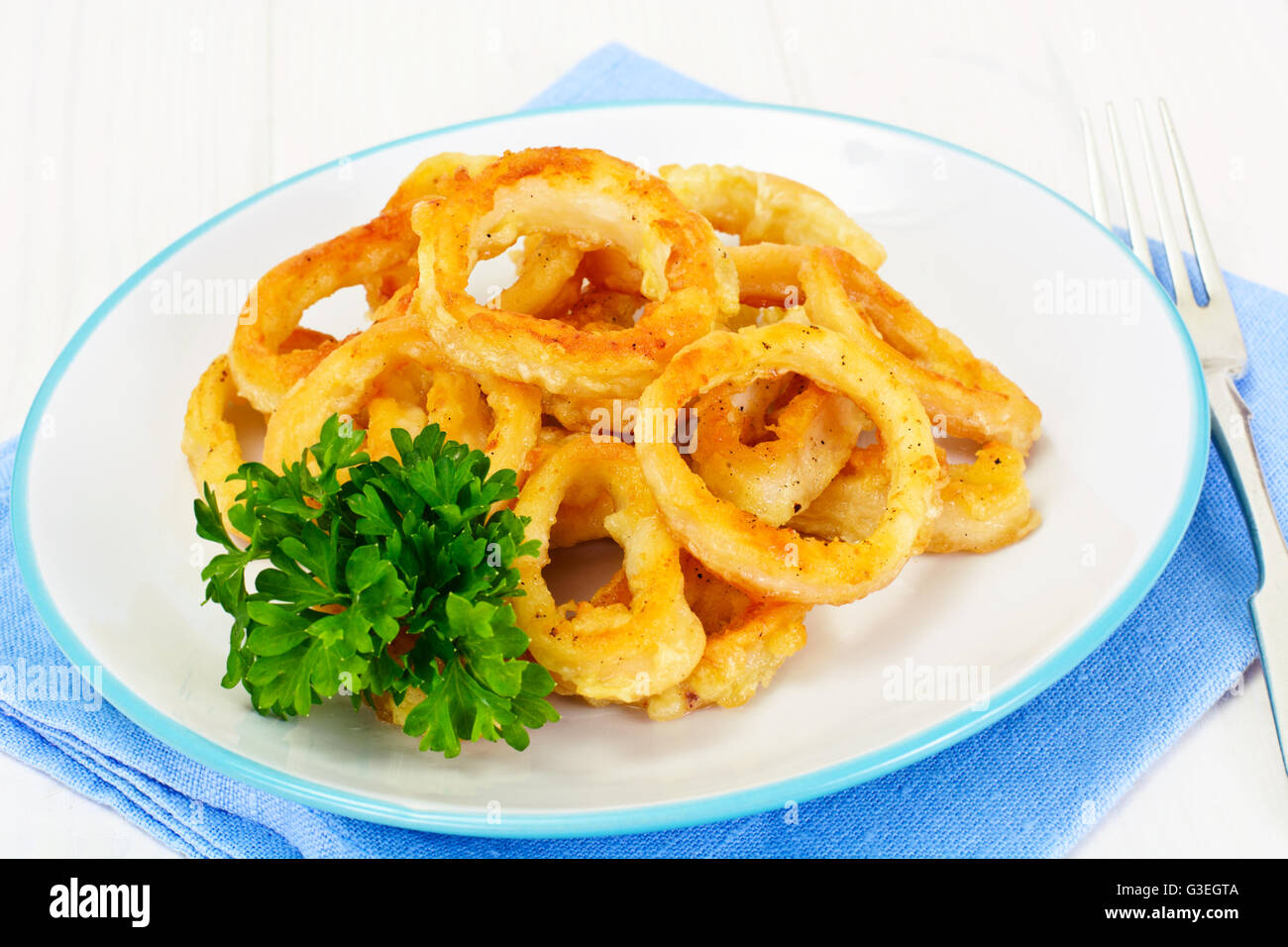 Fried squid rings isolated hi-res stock photography and images - Alamy