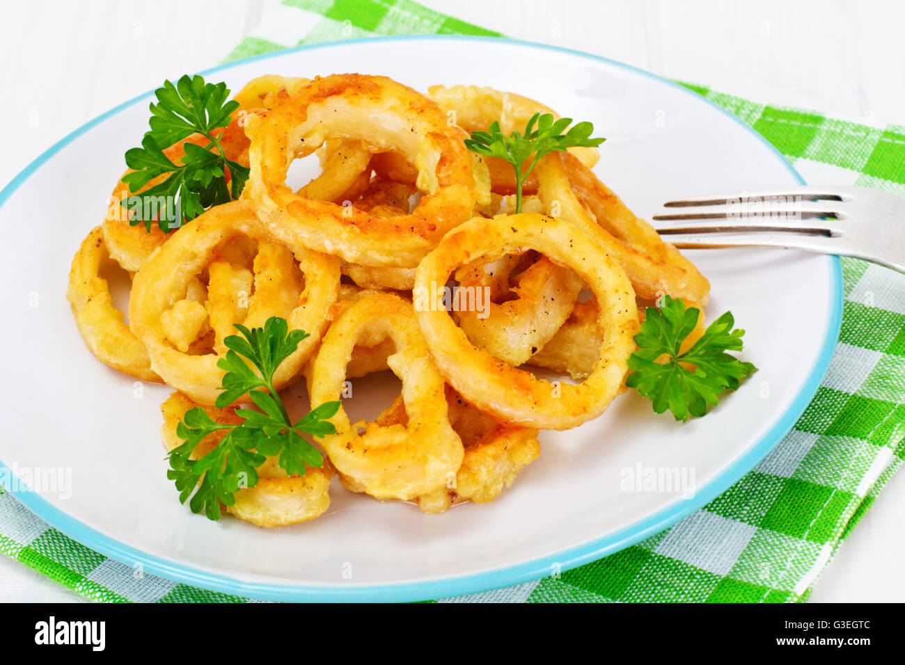 Plate fried calamari squid rings hi-res stock photography and images ...
