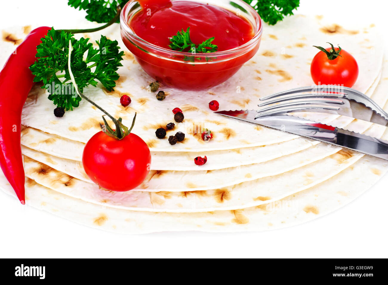 Armenian Lavash with Tomato Adzhika Stock Photo - Alamy