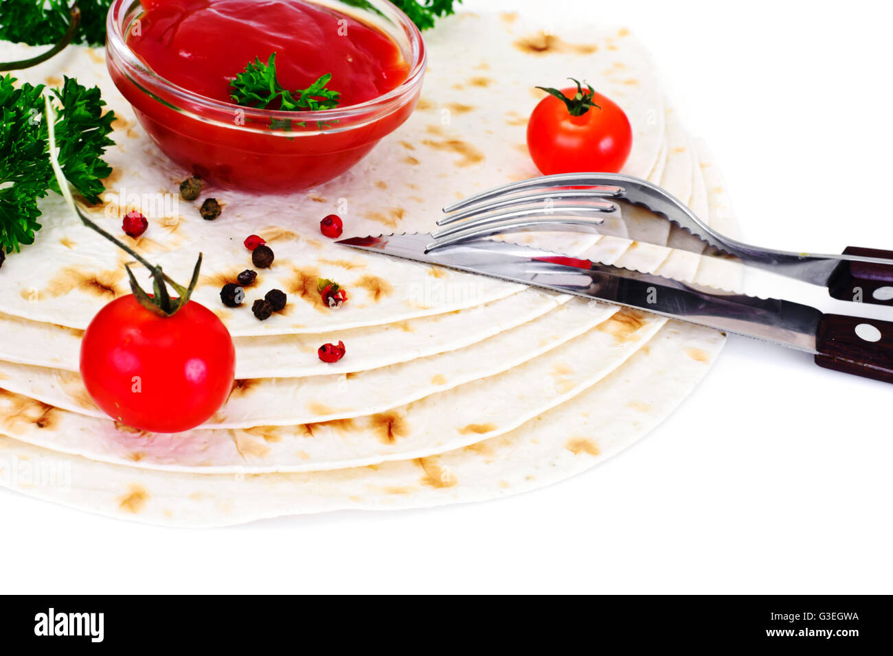 Armenian Lavash with Tomato Adzhika Stock Photo - Alamy