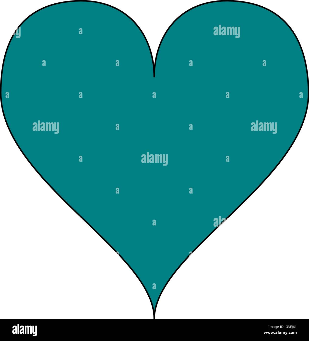 Simple teal-green heart, isolated over a white background. Vector Stock ...