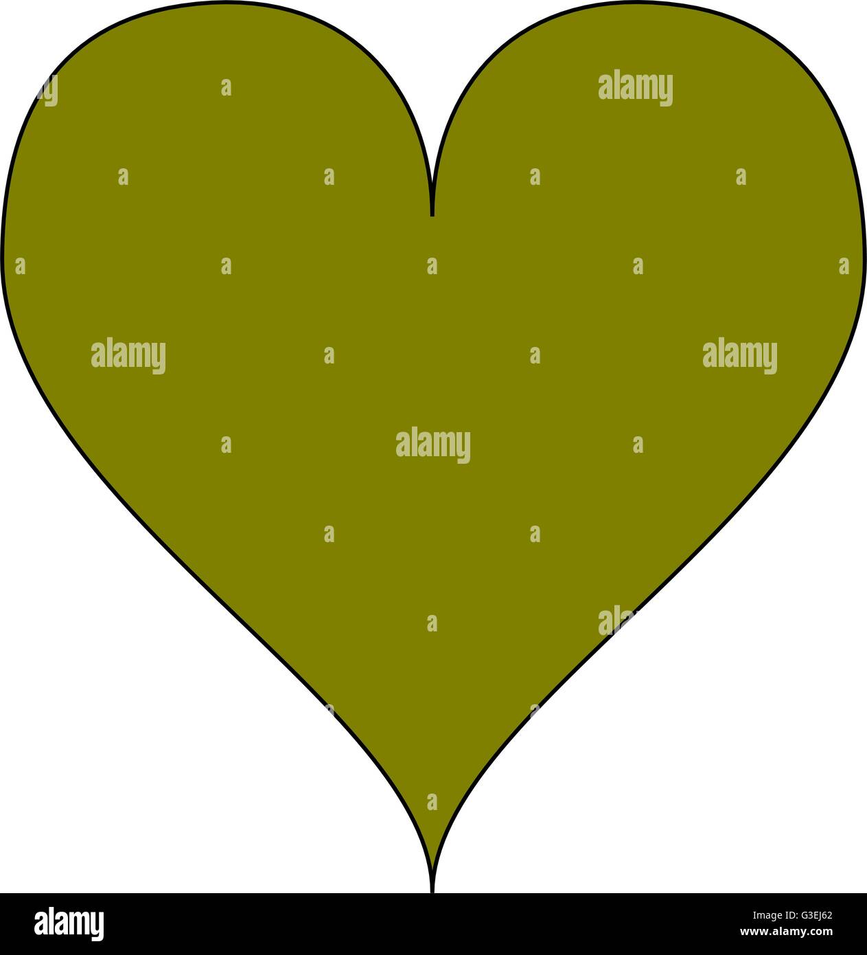 Simple olive-green heart, isolated over a white background. Vector ...