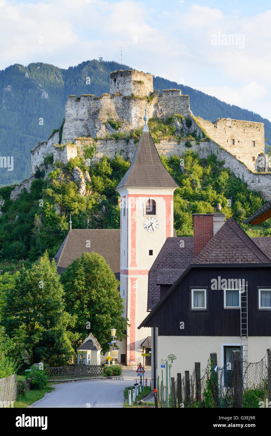 Hamlet of Klamm, castle ruin Klamm, parish church St . Martin, Austria ...