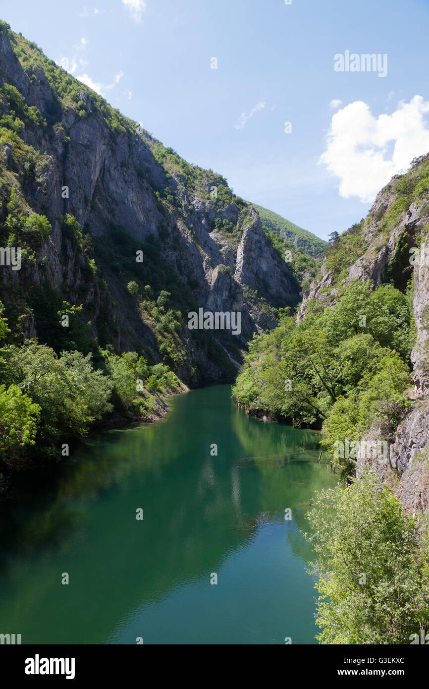 The idyllic Matka Lake, canyon next to the capital Skopje, Macedonia ...