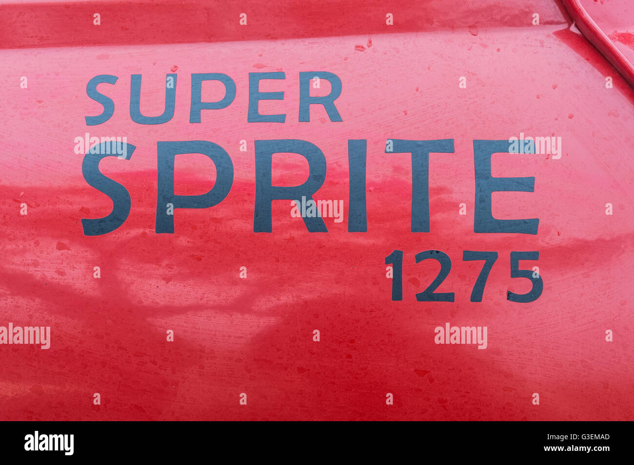 Car portrait of the rear side panel of a Austin Mini Super Sprite Stock ...